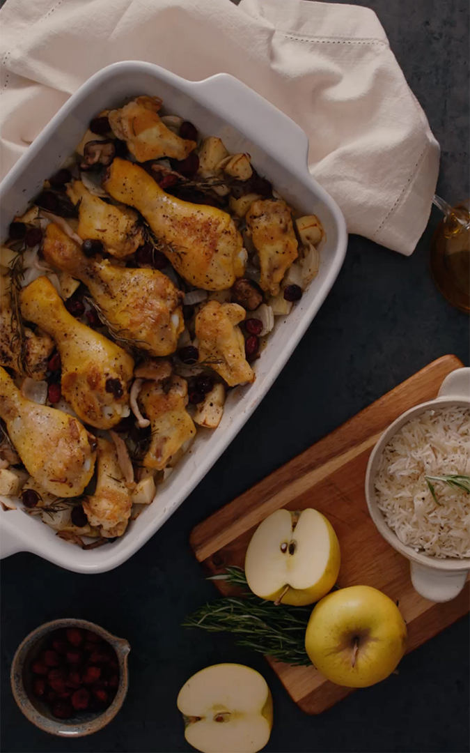 Pollo asado a la manzana con arroz blanco | Cooking Lovers